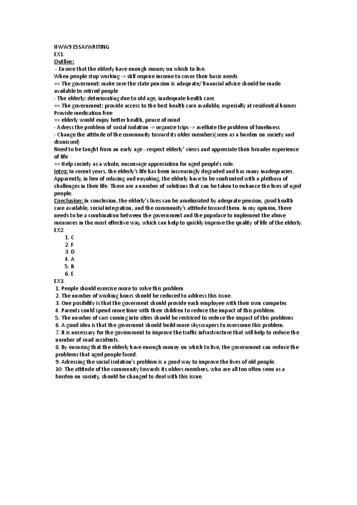 HWW9 - Essay Writing on Enhancing Elderly Quality of Life - Studocu