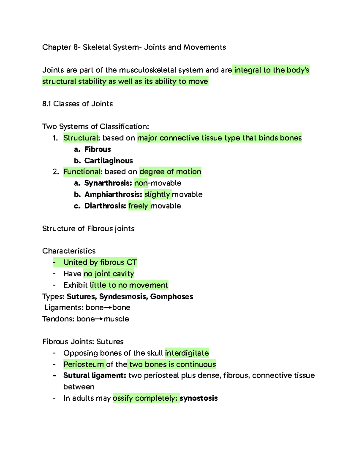 Chapter 8: Skeletal System - Joints, Movements & Disorders Overview ...