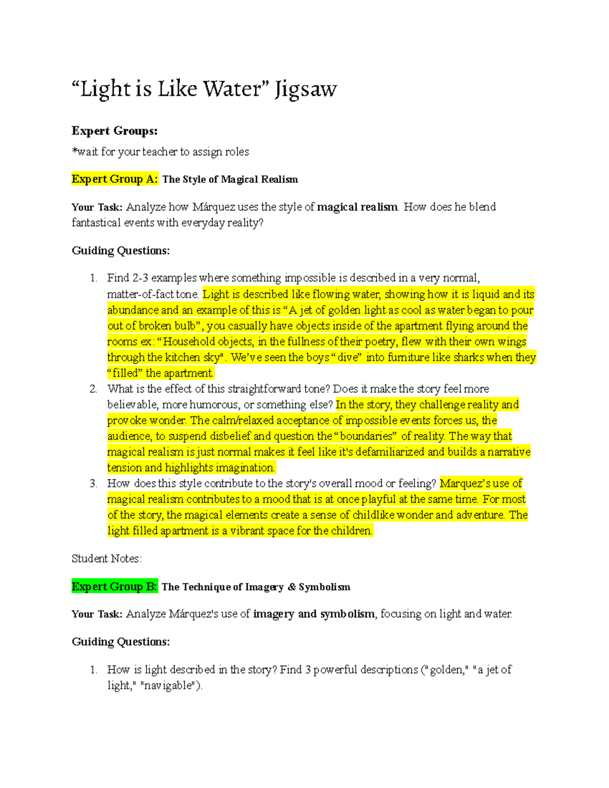 Alessio Zavala - Light is Like Water: Jigsaw Expert Group Analysis ...