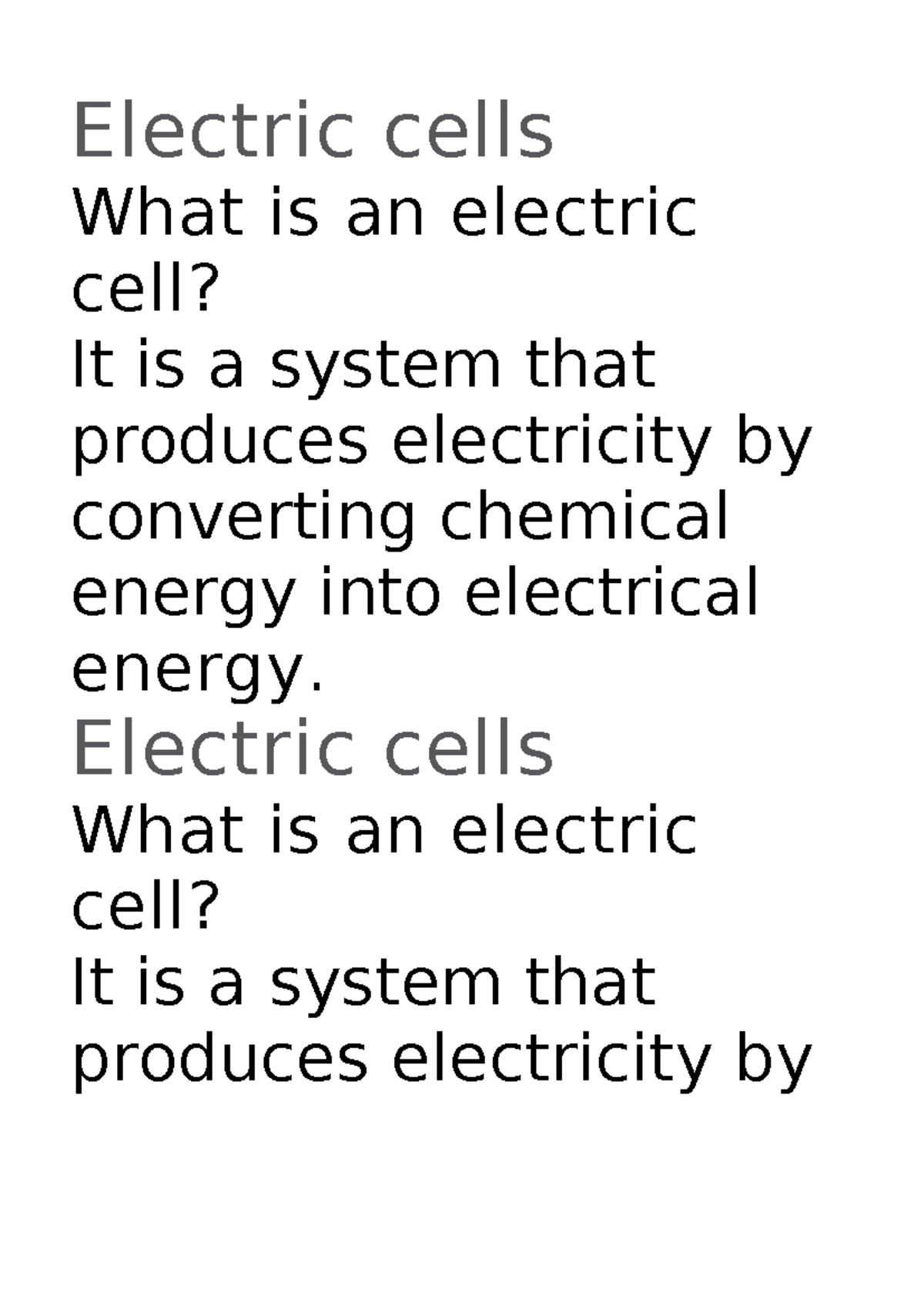 Electric Cells: Understanding Their Function and Circuits - Studocu