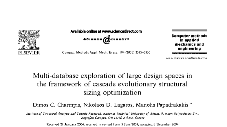 Cascade Evolutionary Optimization for Steel Structures: Charmpis 2005 ...