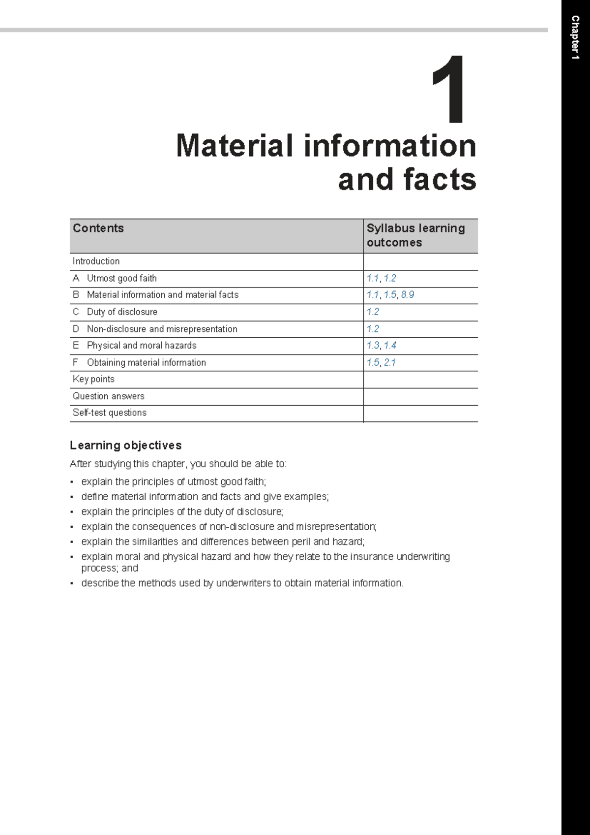 Duty of Disclosure & Material Information in Insurance Contracts (WUE ...
