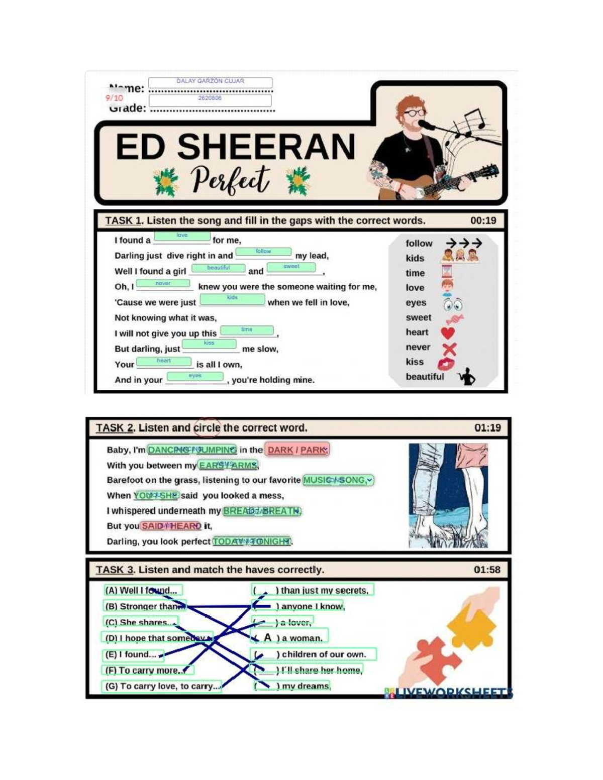Activity of Artista - LZ: Listening and Matching Tasks - Studocu