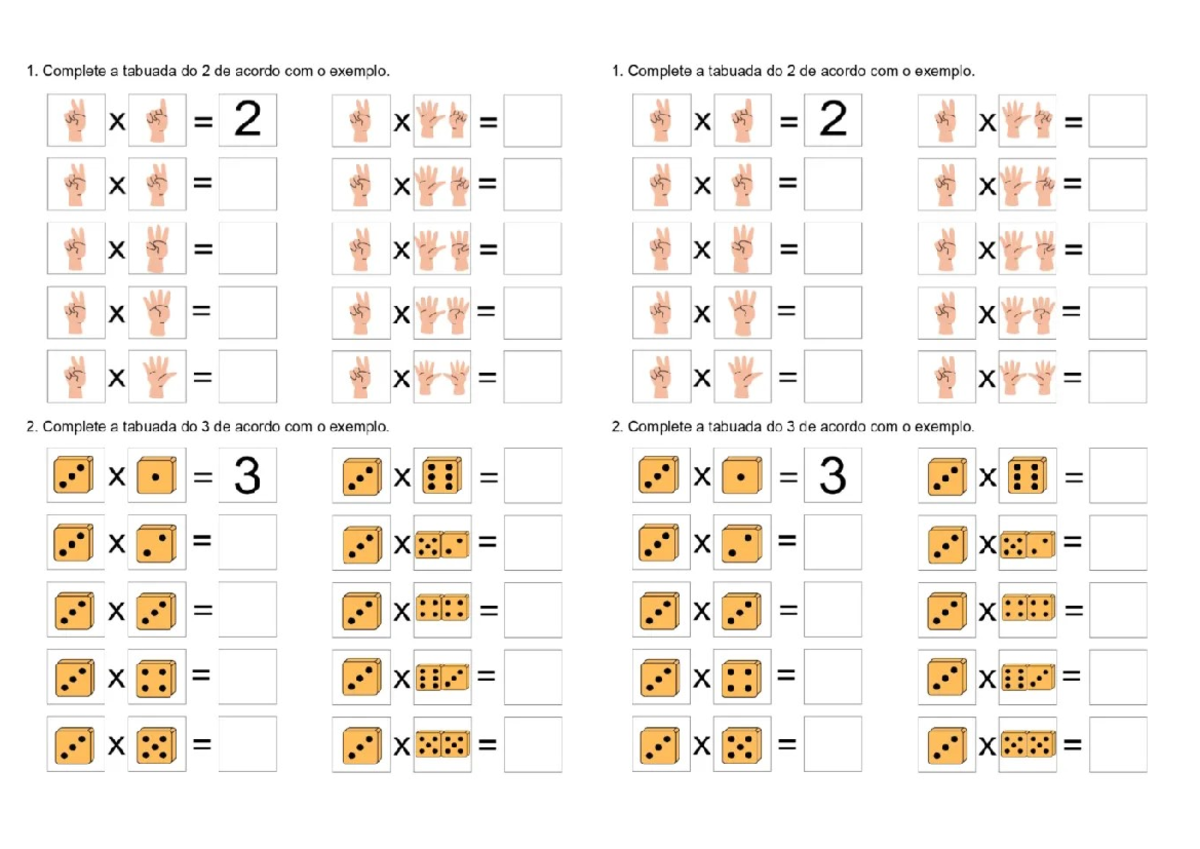 Tabuada de Multiplicação: Exemplos do 2 e 3 - MATEMATICA - Studocu