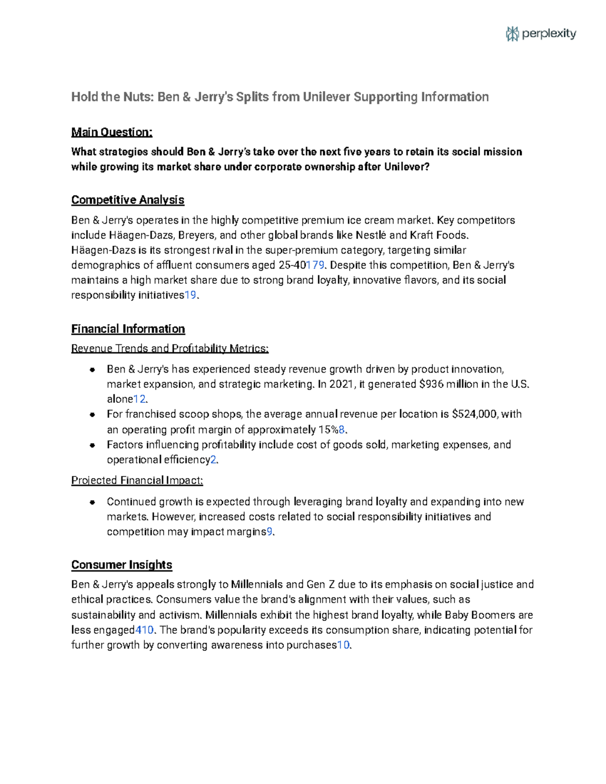 Ben & Jerry's Case Study: Strategies for Growth Post-Unilever - Studocu