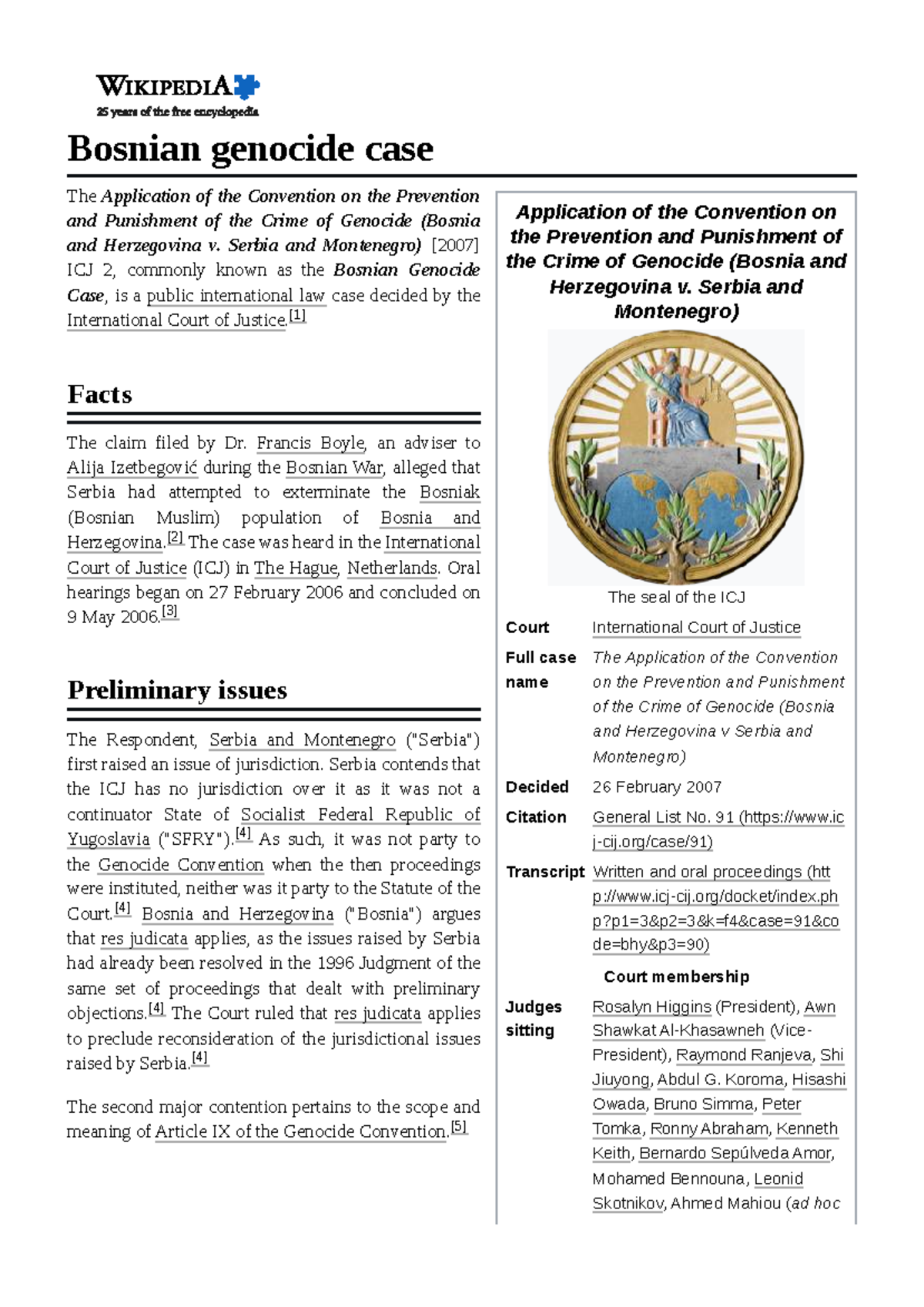 Bosnian Genocide Case Summary: ICJ Judgment Analysis (ICJ 2) - Studocu