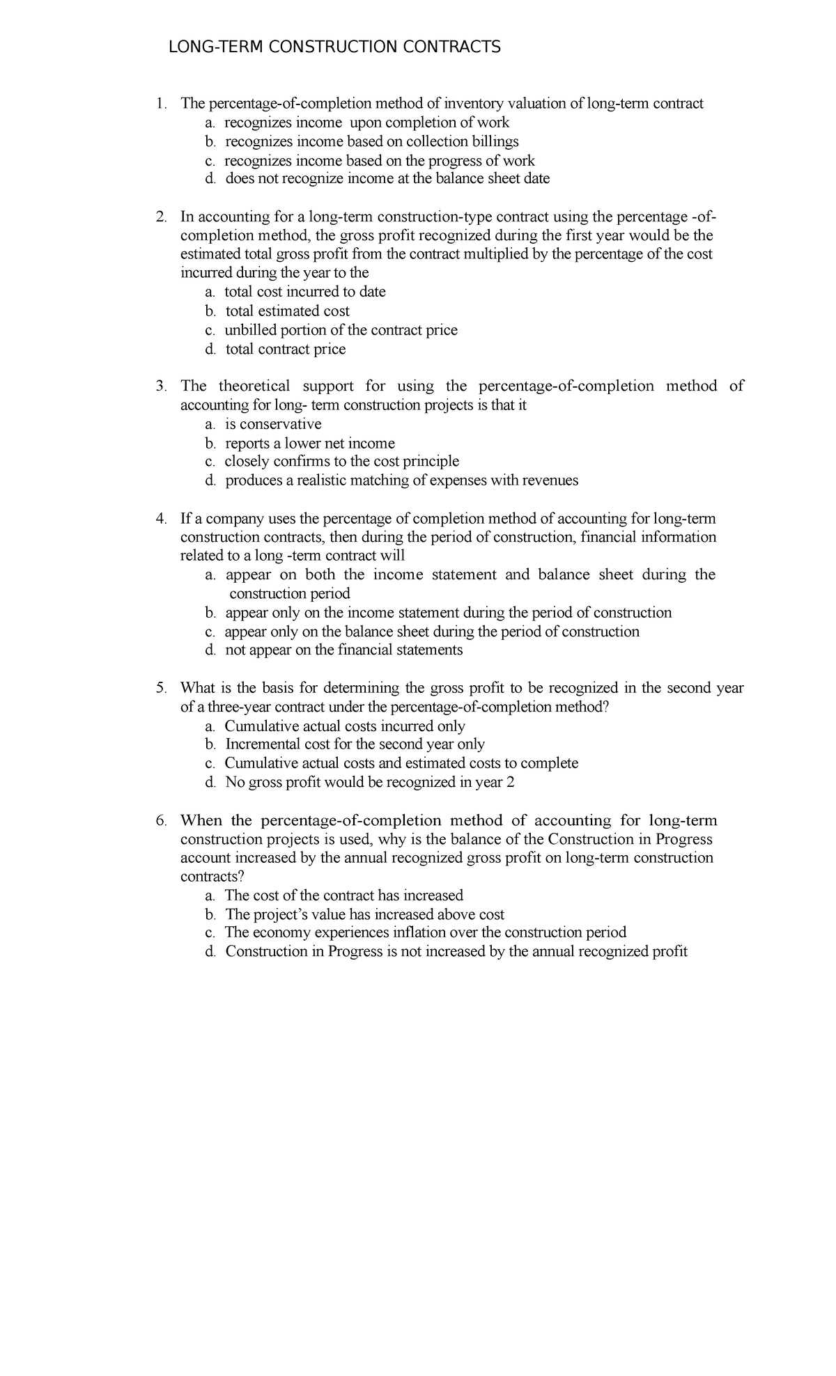 170810507 Long-Term Construction Contracts: Accounting Methods Explained - Studocu