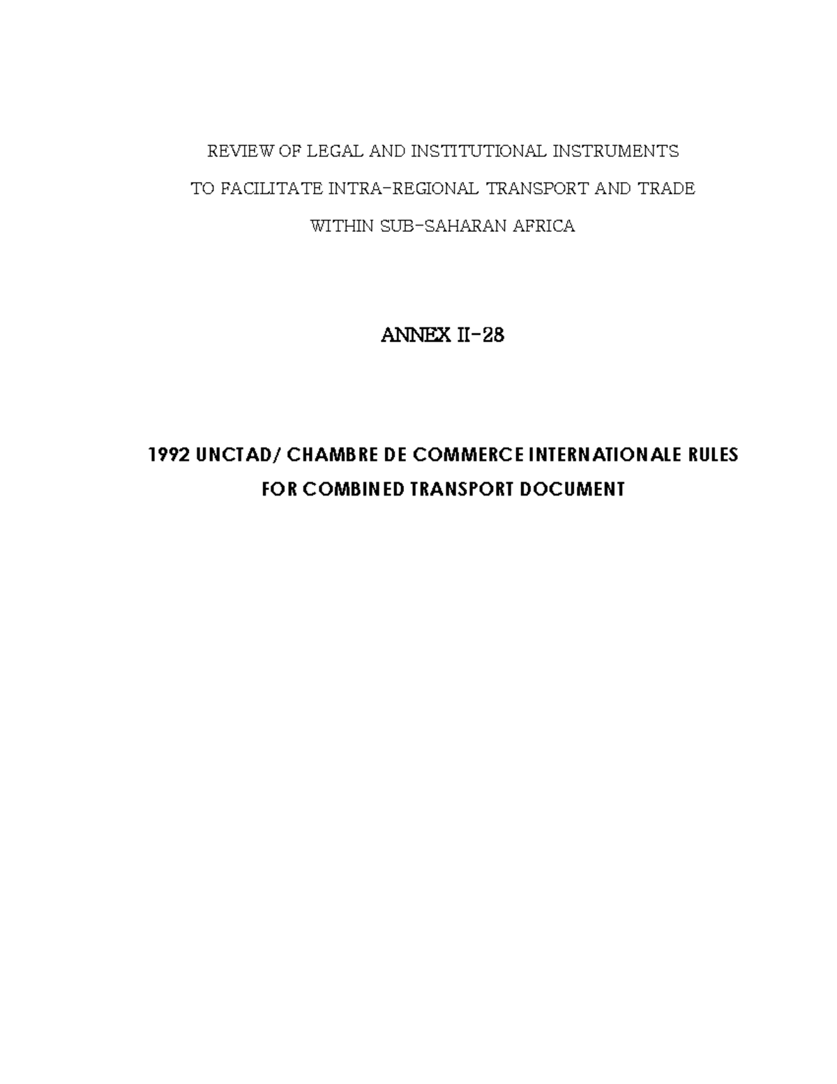 UNCTAD/ICC 1992 Rules for Multimodal Transport Documents Overview - Studocu