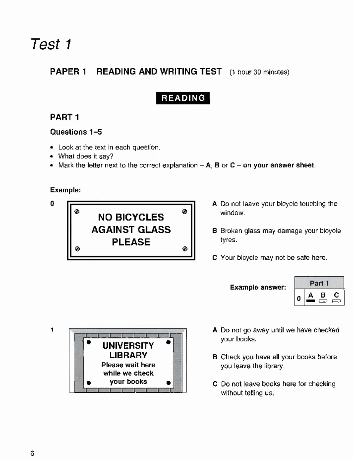 Test 1 READING & WRITING TEST (1.5 hrs) - Practice Questions - Studocu
