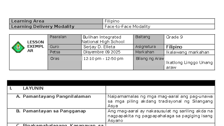 Filipino 9 Lesson on Etimolohiya: Understanding Word Origins - Studocu