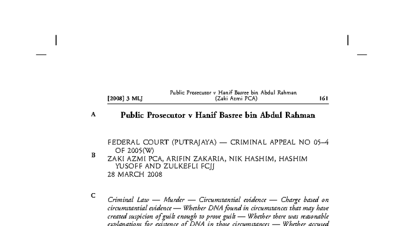 Public Prosecutor v Hanif Basree bin Abdul Rahman: Case Analysis on ...