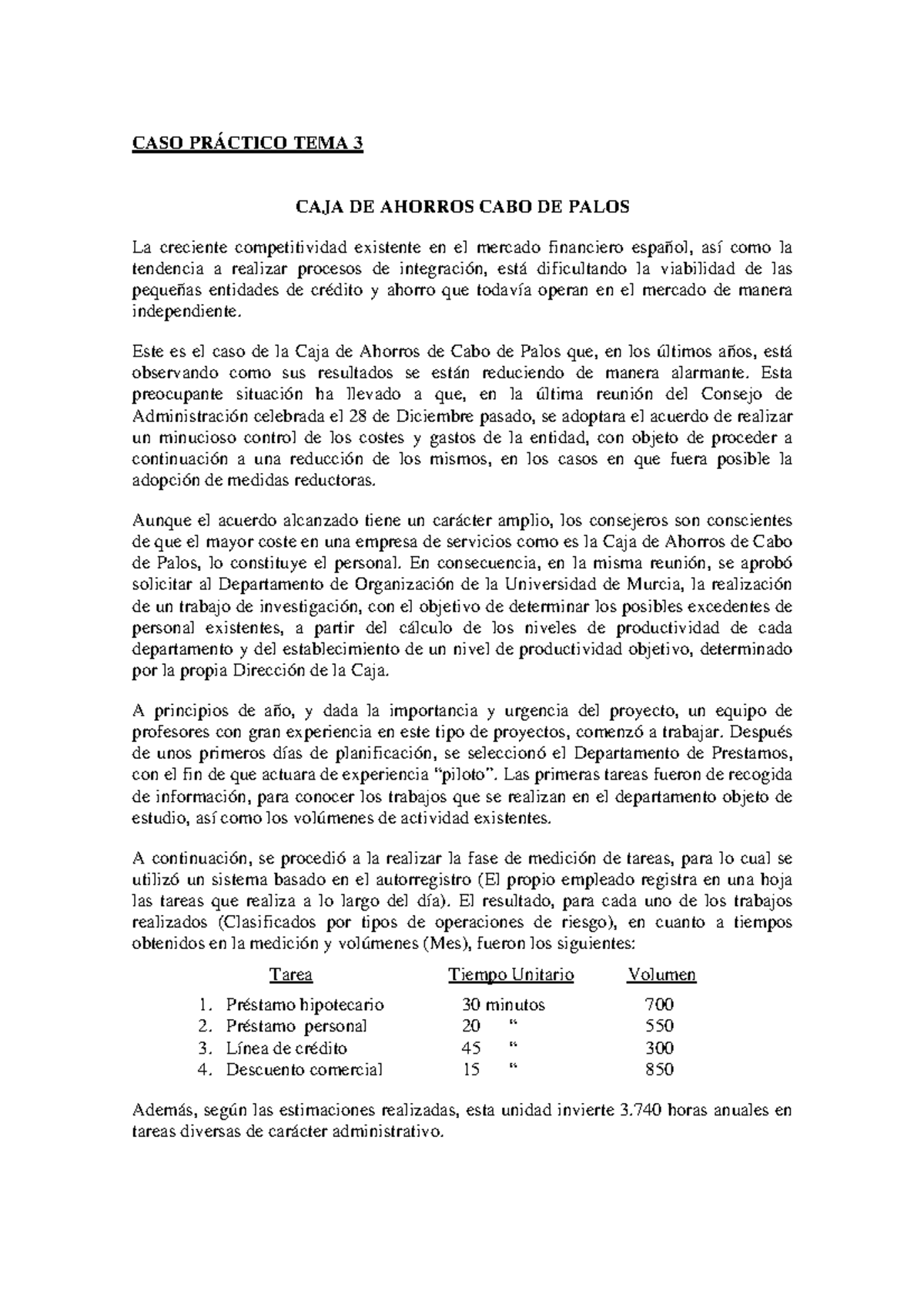 Práctica de Caso: Caja de Ahorros Cabo de Palos - Experto+B 2-1 - Studocu