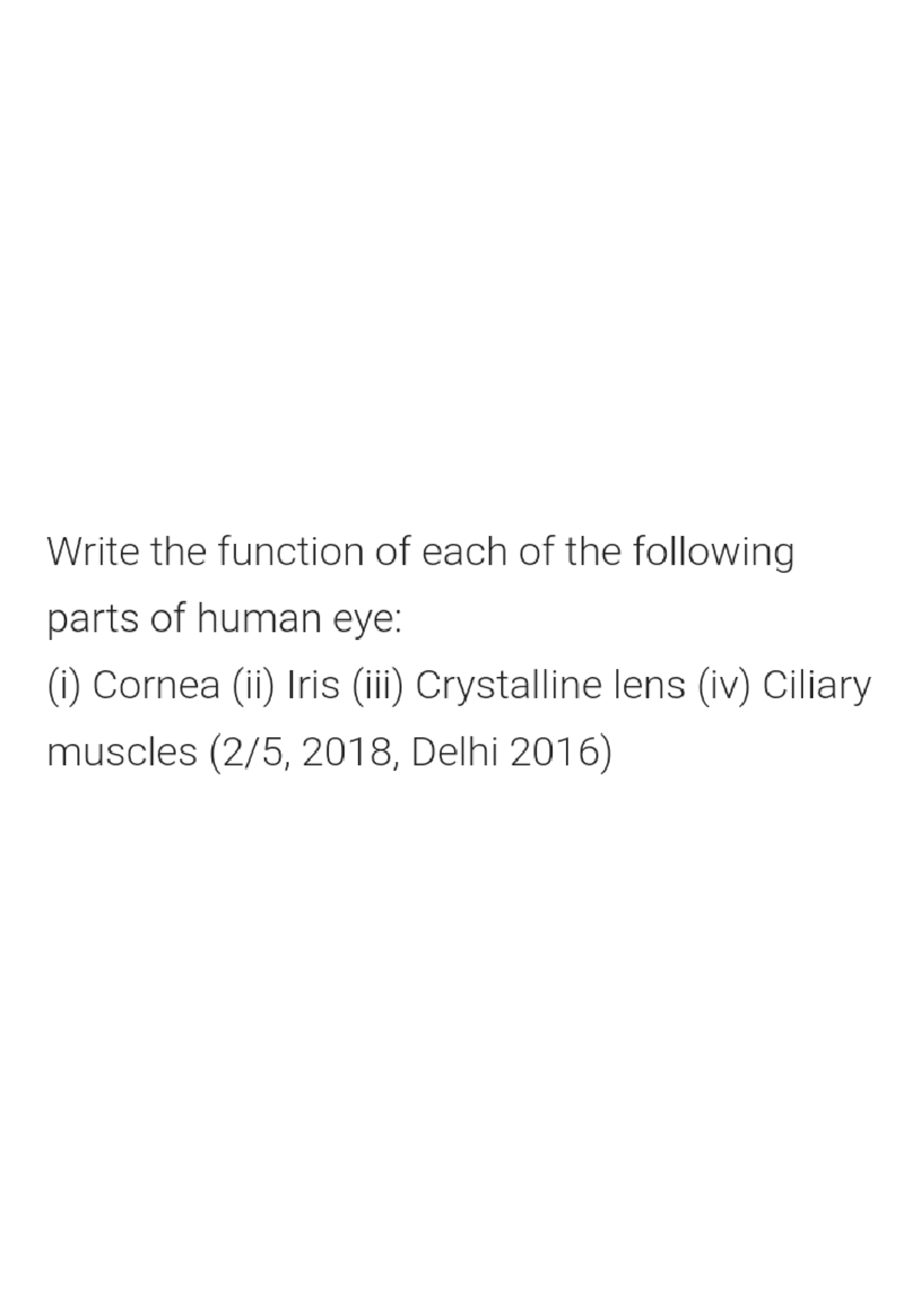 Class 10 science pyq's - Write the function of each of the following ...