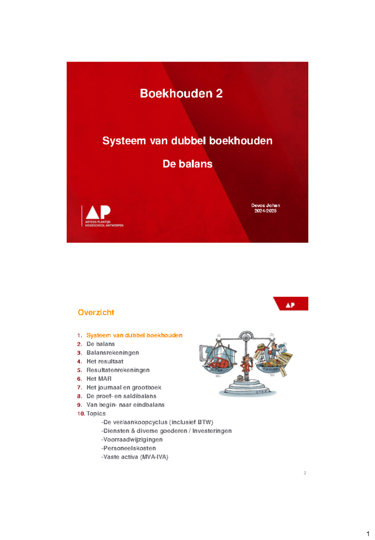 2024 BH2 Dubbel Boekhouden: Overzicht van De Balans en Systemen - Studocu