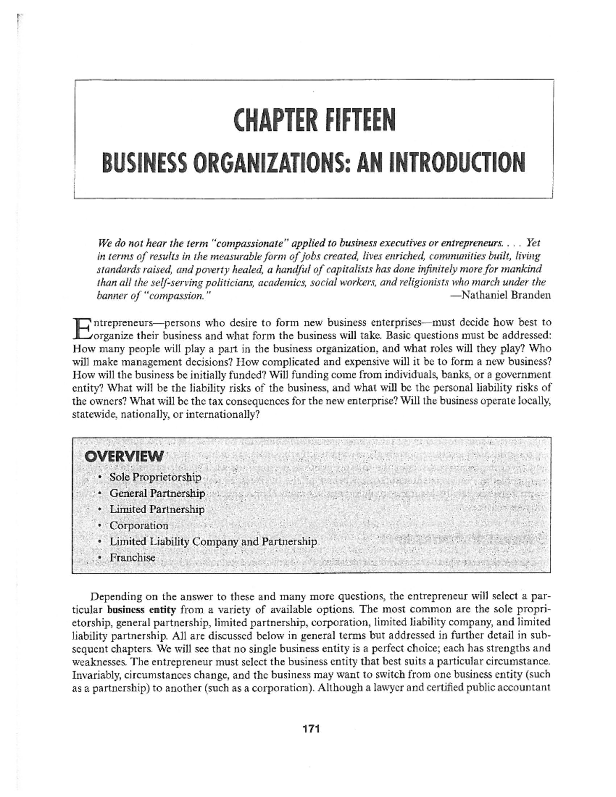 BUS 101: Chapter 15 - Business Organizations Overview and Analysis - Studocu