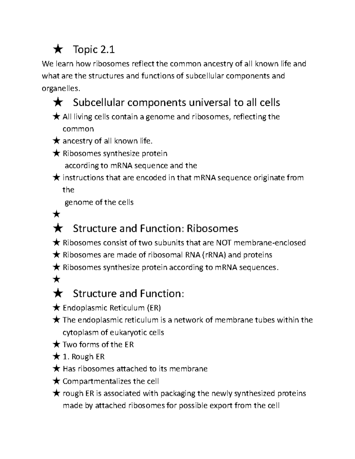 AP Bio Quiz 1 - Ribosomes and Cellular Organelles Overview - Studocu