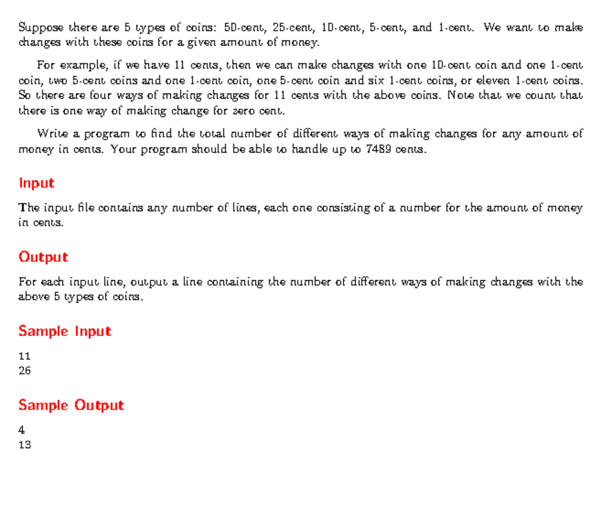 P674 - Coin Change Problem: Counting Ways to Make Change - Studocu