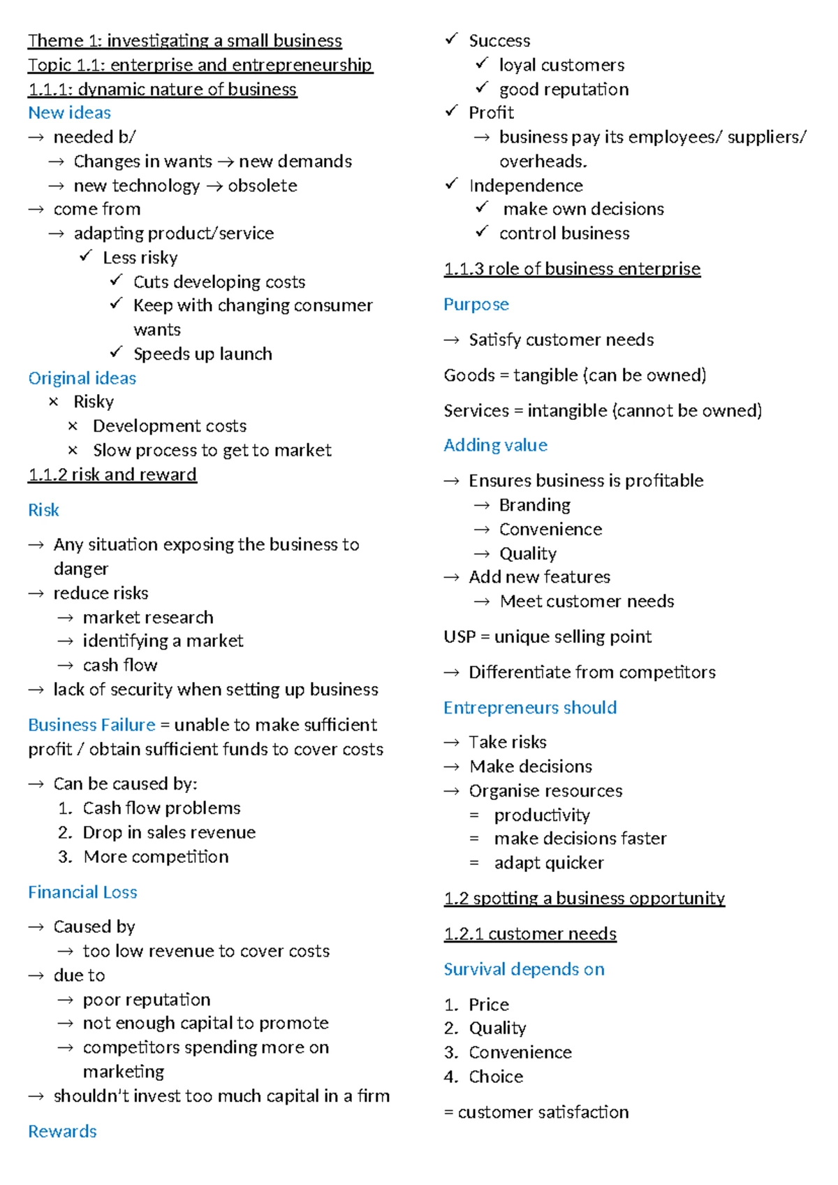 Gcse theme 1 revision notes condensed - Theme 1: investigating a small ...