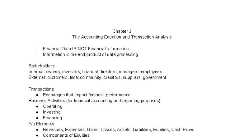 ACC100 Week 2 - Chapter 2: The Accounting Equation & Transaction ...