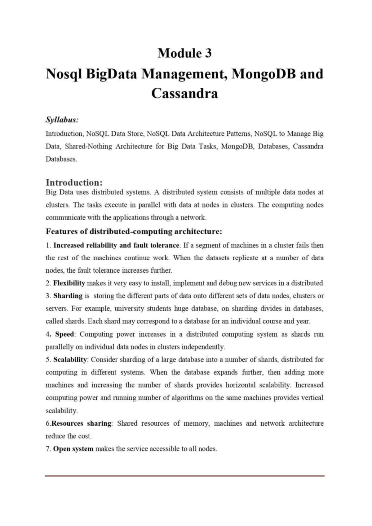 BDA 3: NoSQL Big Data Management, MongoDB & Cassandra Overview Notes ...
