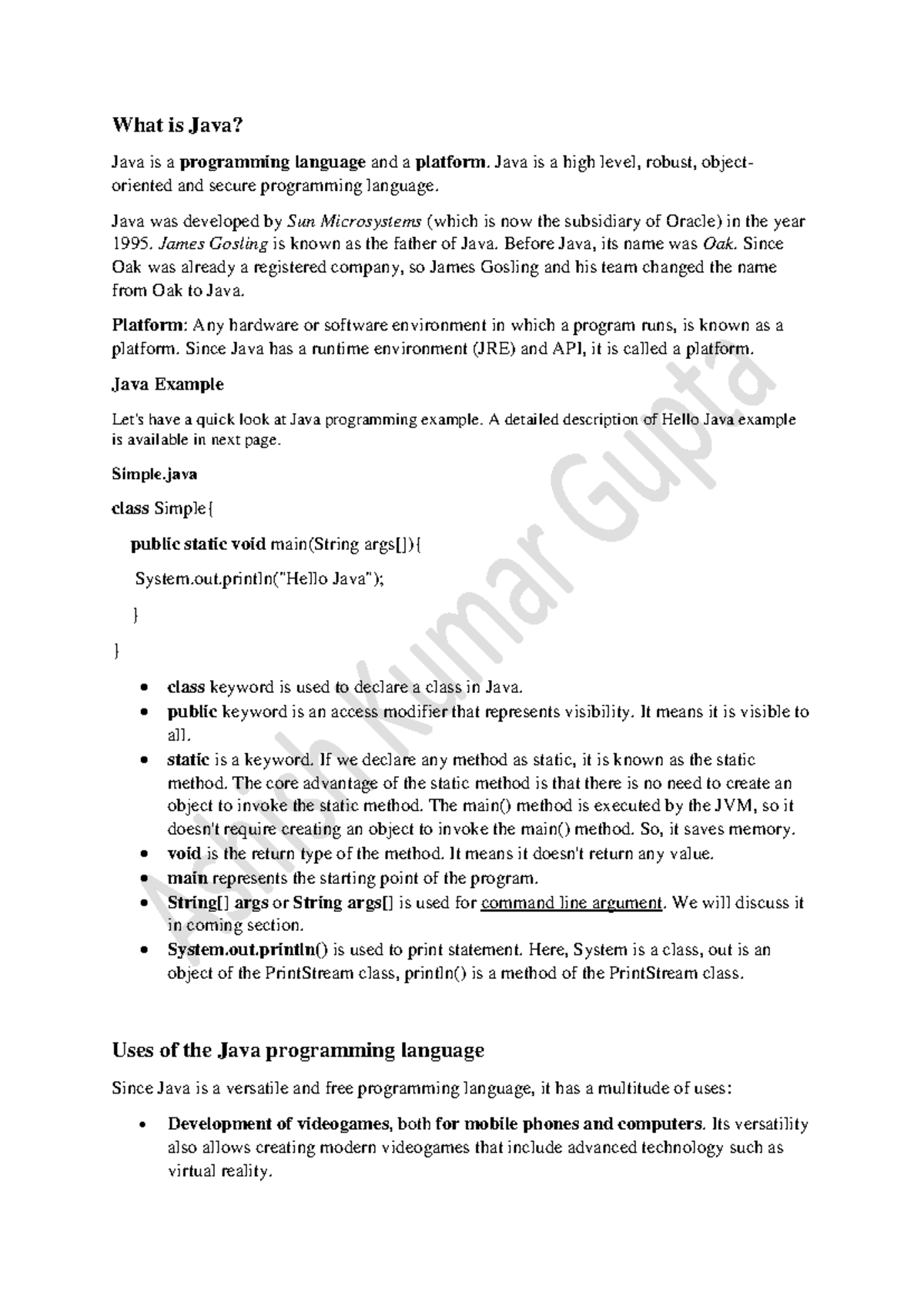 BCA Java Notes - What is Java? Java is a programming language and a ...