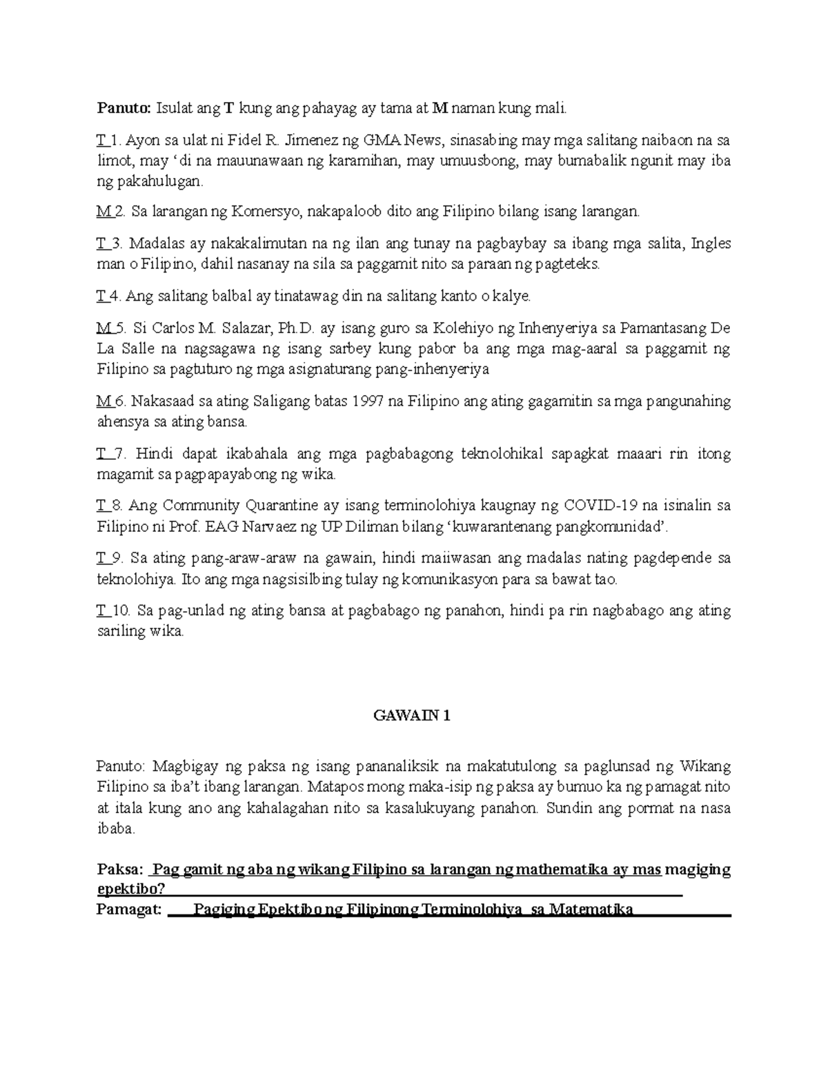 FIL2 Kabanata 2: Pagsusuri ng Wika at Kahalagahan sa Komersyo - Studocu