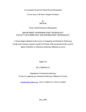 Analysis of Medical Record Management System: A Case Study of Bududa ...