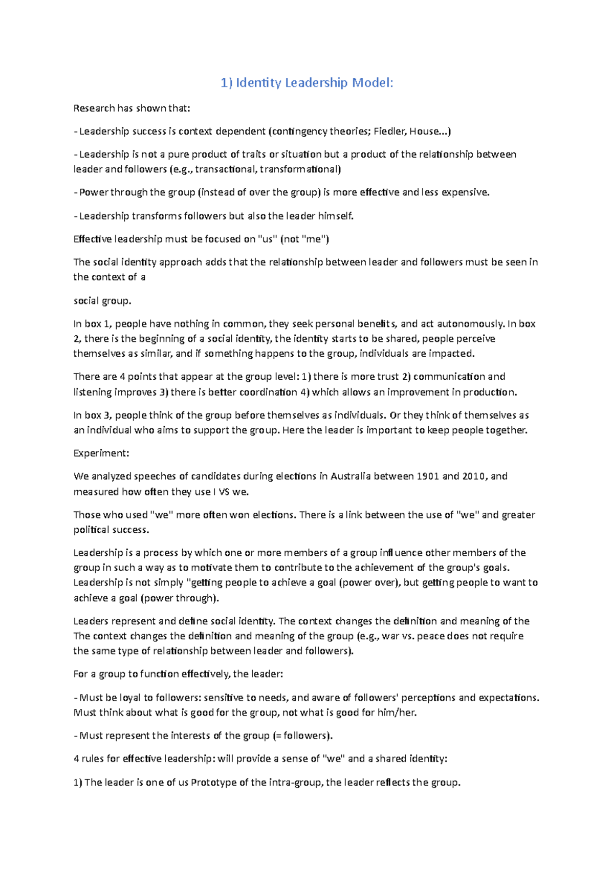 Chapter 1 - Identity Leadership Model: Insights & Applications - Studocu