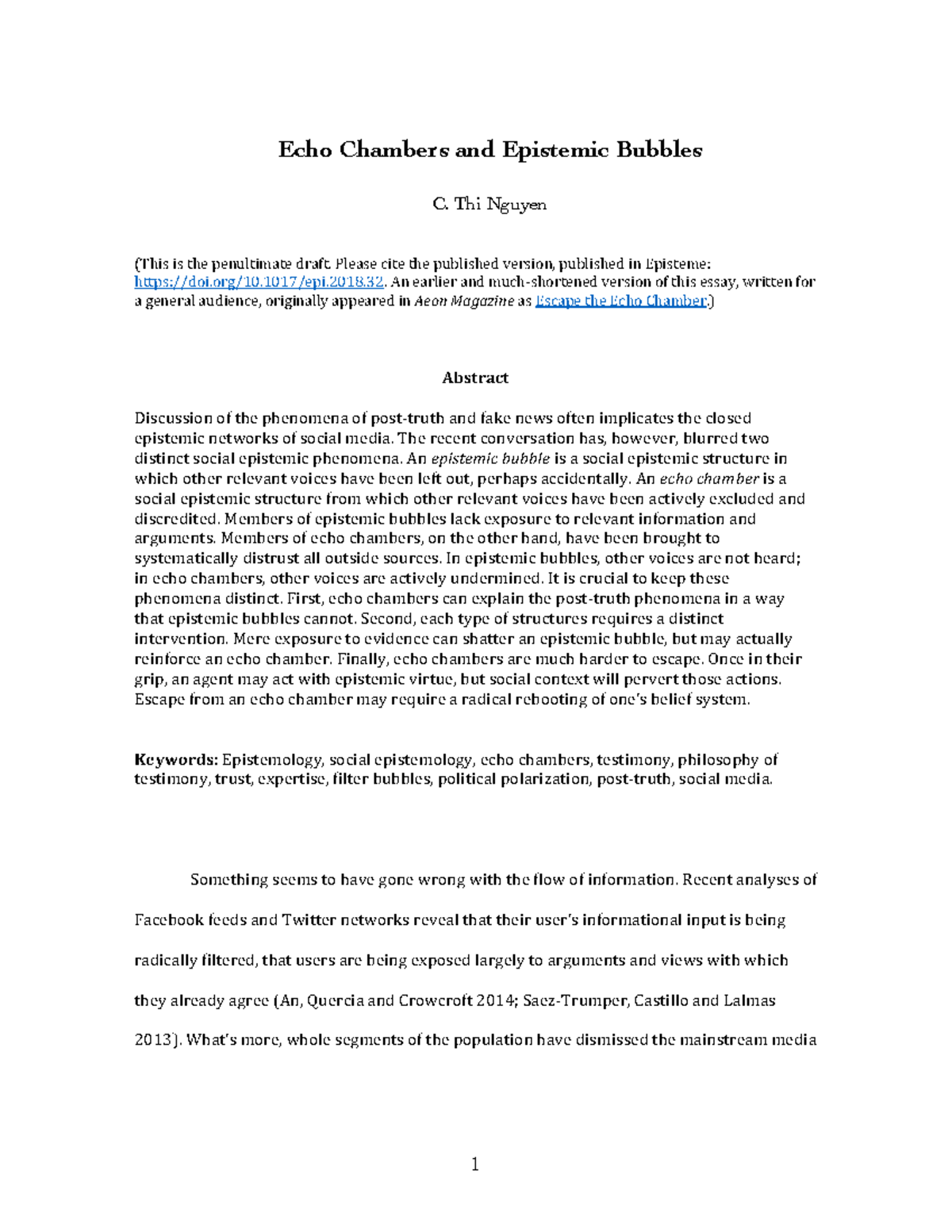 Echo Chambers and Epistemic Bubbles: Distinctions and Implications ...