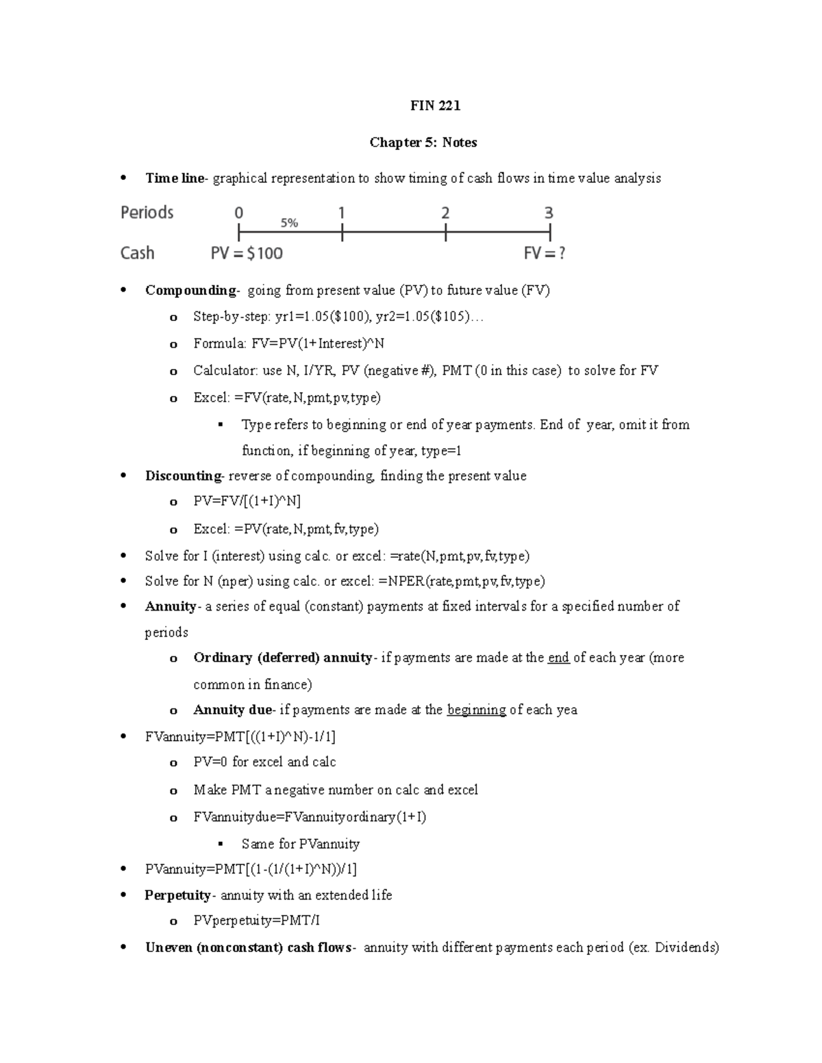 FIN 221 Chapter 5 - Lecture notes 5 - FIN 221 Chapter 5: Notes Time ...