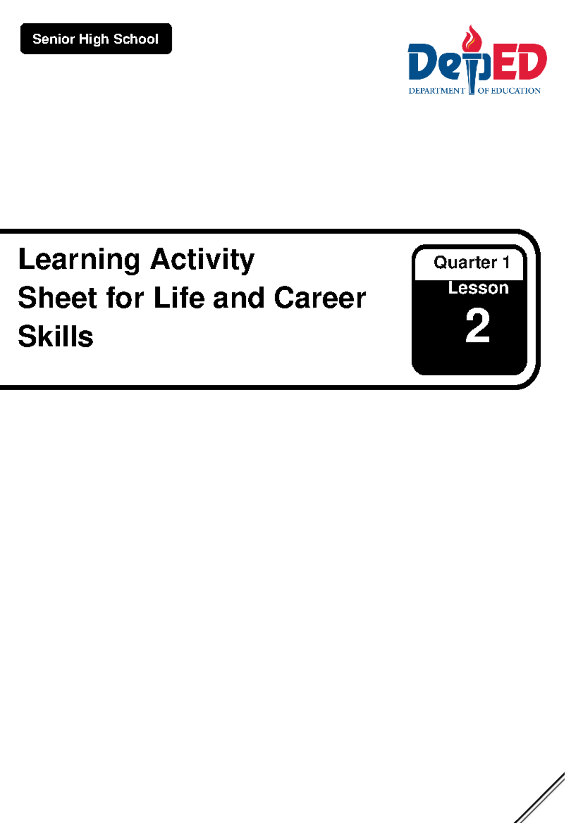 Grade 11 Life and Career Skills Q1: Lesson 2 Activity Sheet - Studocu