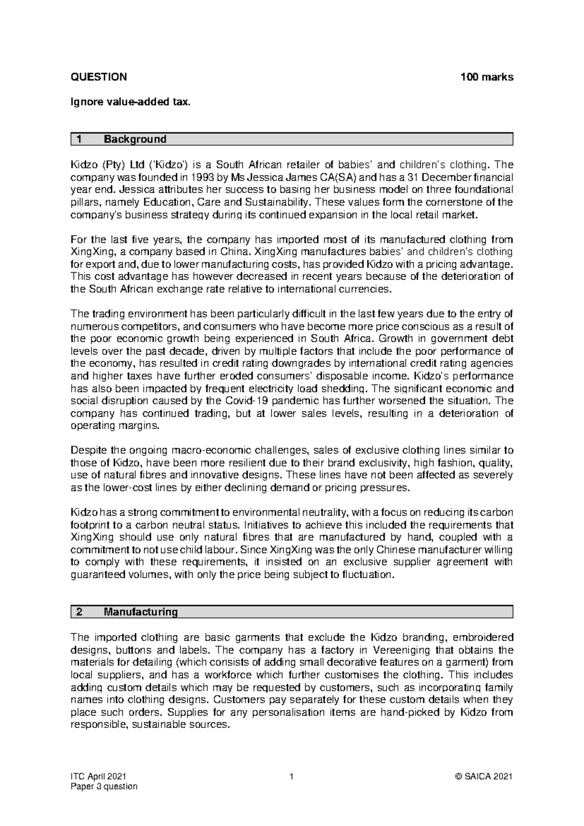 ITC April 2021 Paper 3: Strategic Shift to Hand Sanitiser Manufacturing ...