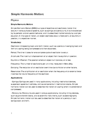 Simple Harmonic Motion - Study Notes & Assignments - Studocu