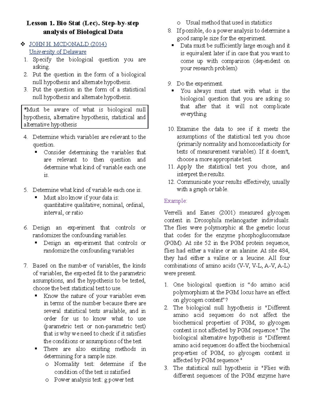 Step-by-step analysis of Biological Data - Lesson 1. Bio Stat (Lec ...