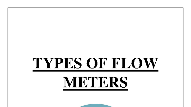 Types of Flow Meters: A Comprehensive Overview - Studocu
