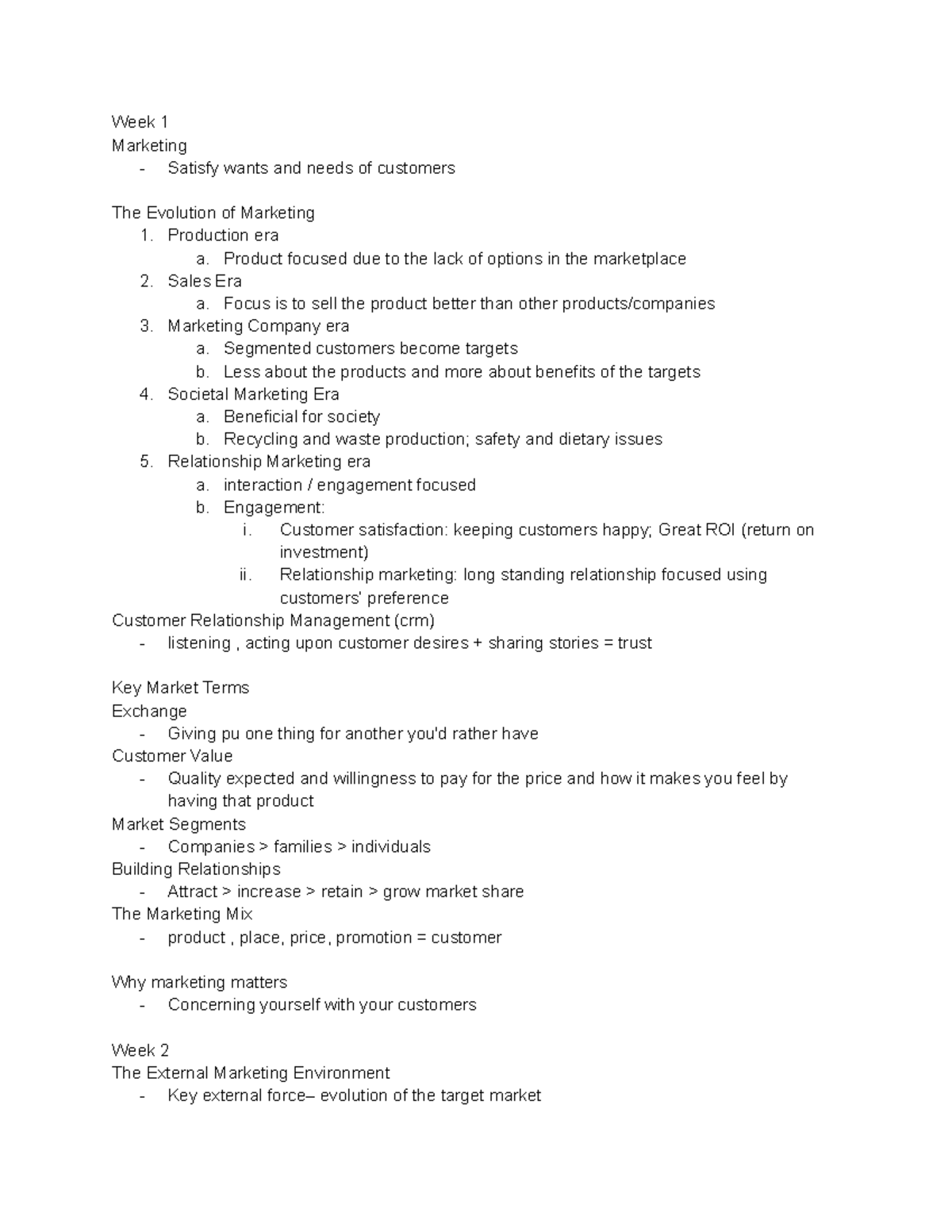 ADMS 2200 - Marketing Lecture Notes: Key Concepts and Strategies - Studocu