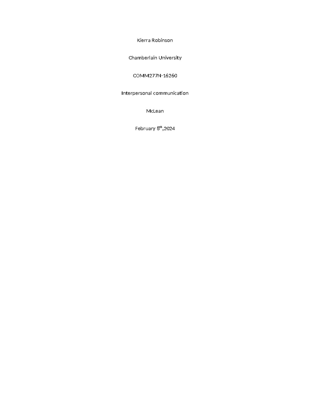 Week 5 project - Summary Interpersonal Communication - Kierra Robinson ...