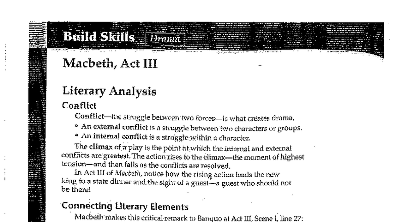 Macbeth, Act 3: Literary Analysis of Conflict and Drama - Studocu