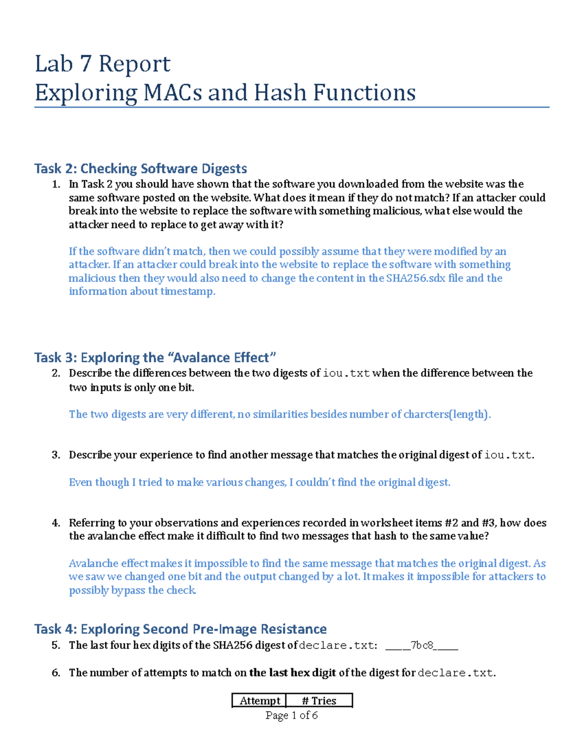 Lab 7 Report: Exploring MACs & Hash Functions in ECE 4115 - Studocu