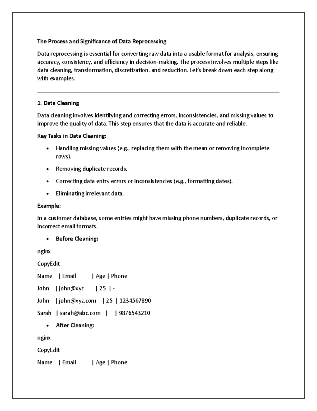 DMA 101: Data Reprocessing Techniques and Their Importance - Studocu