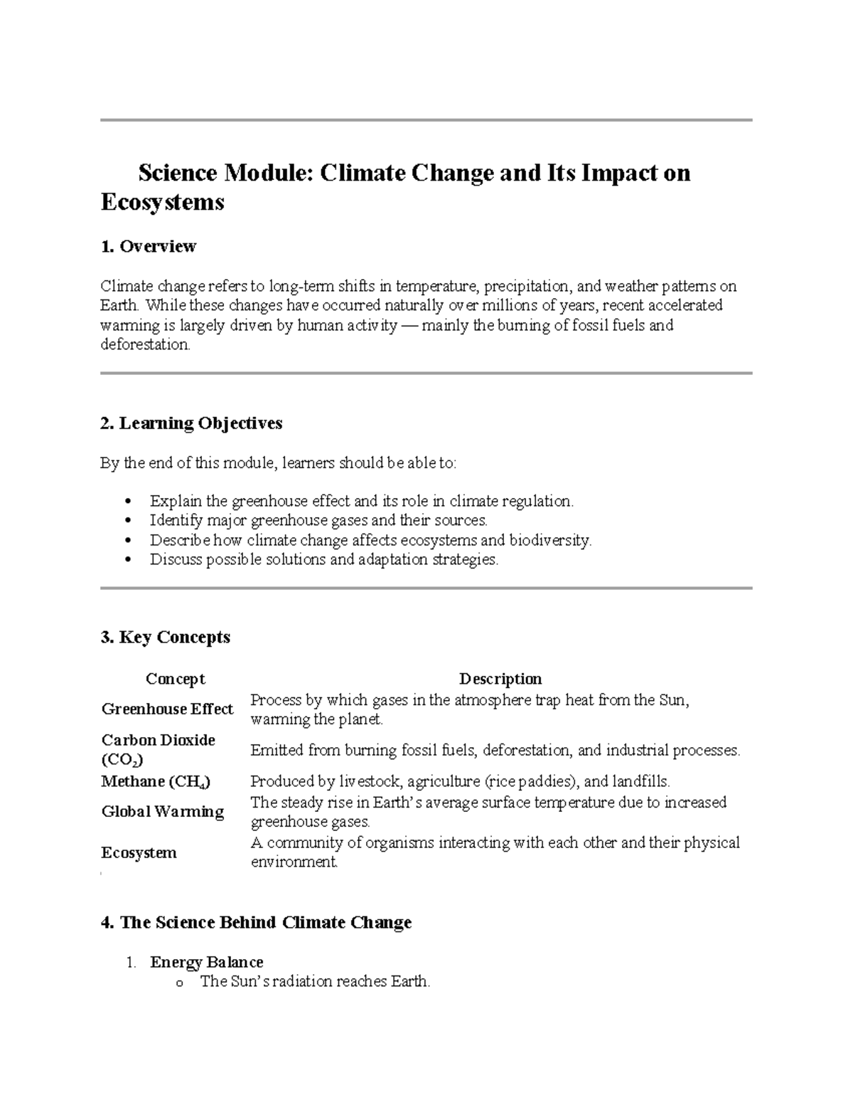 Science Module: Climate Change & Ecosystem Impacts Overview - Studocu