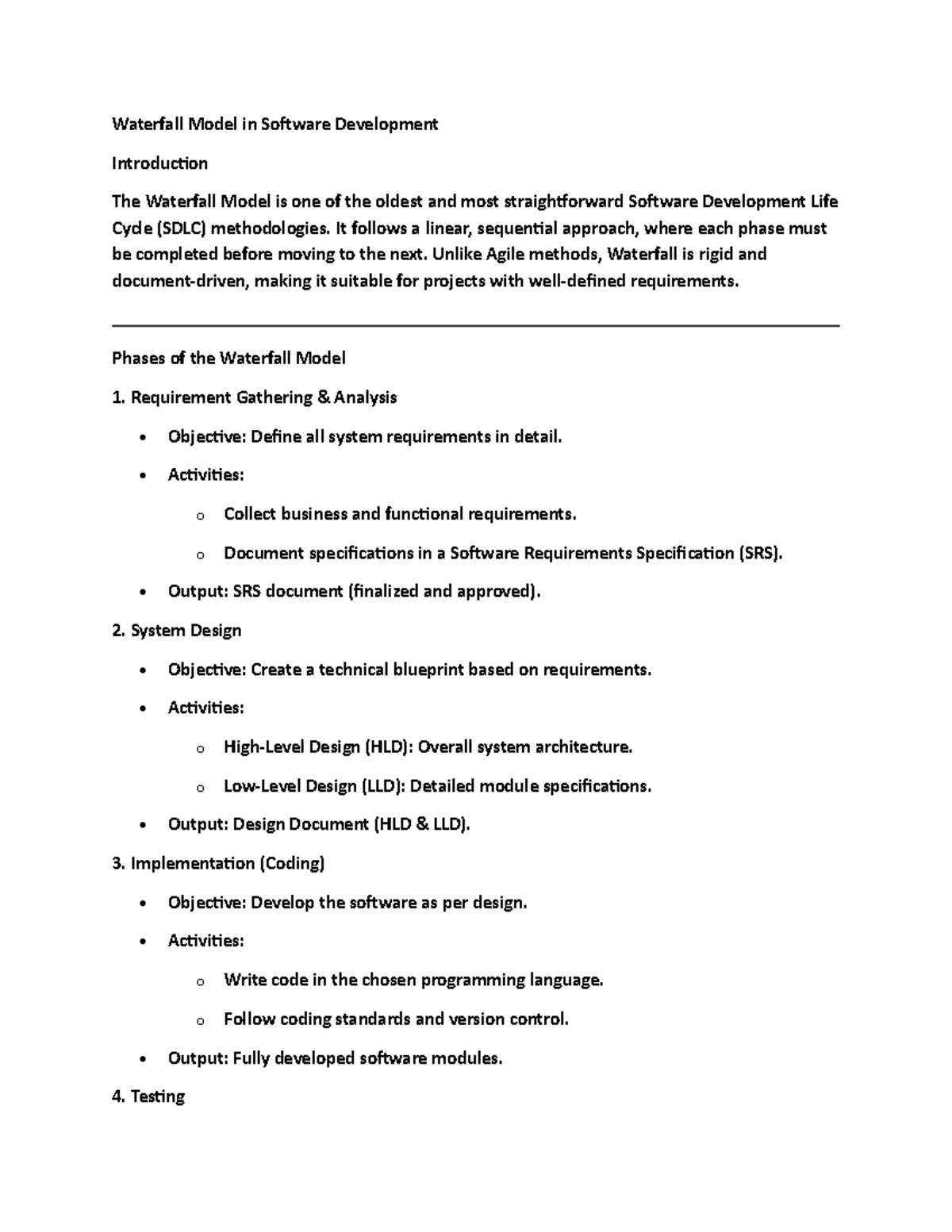 Waterfall Model in Software Development: A Comprehensive Overview - Studocu