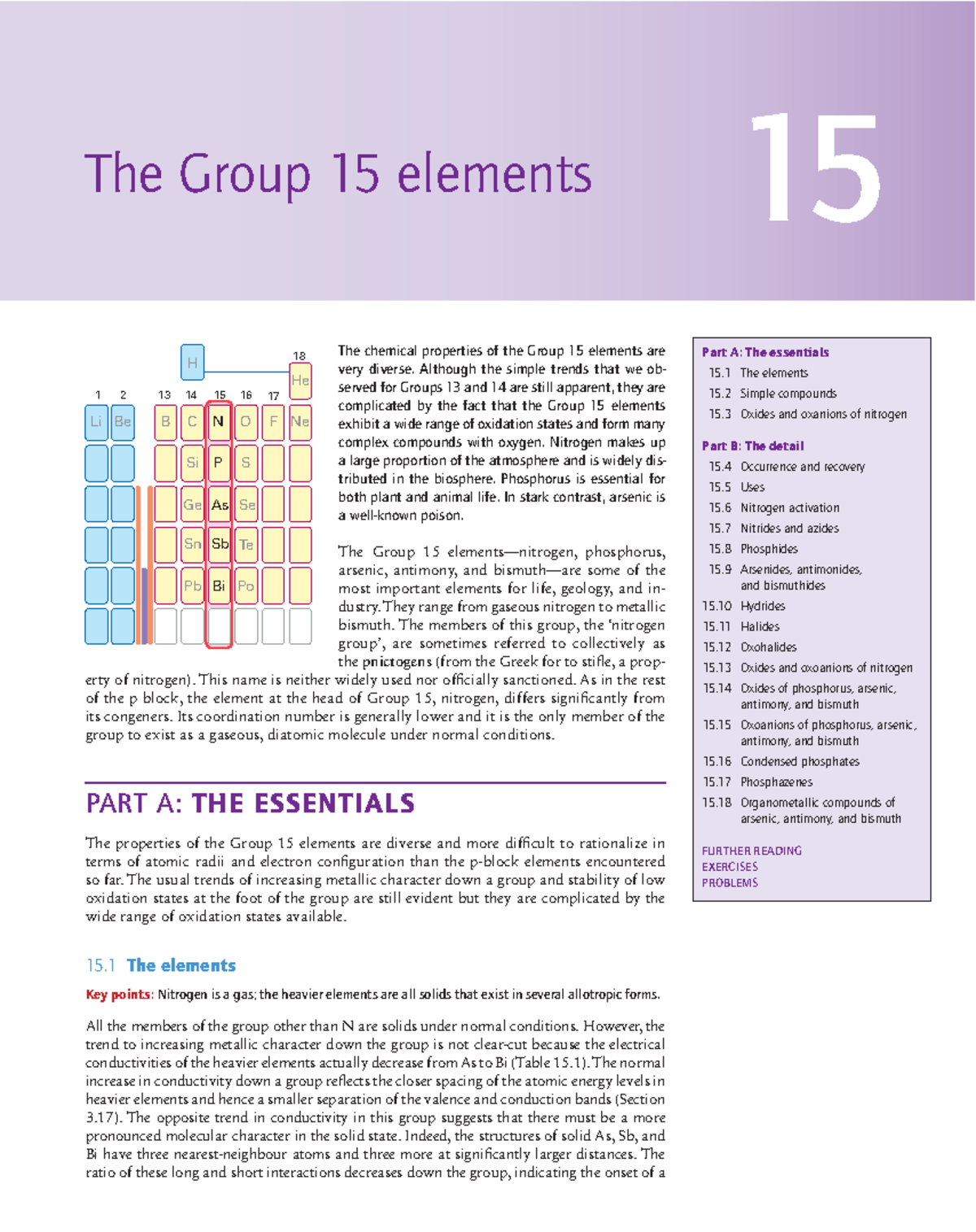 Group 15 Elements: Chemical Properties and Applications (Gr15 16) - Studocu