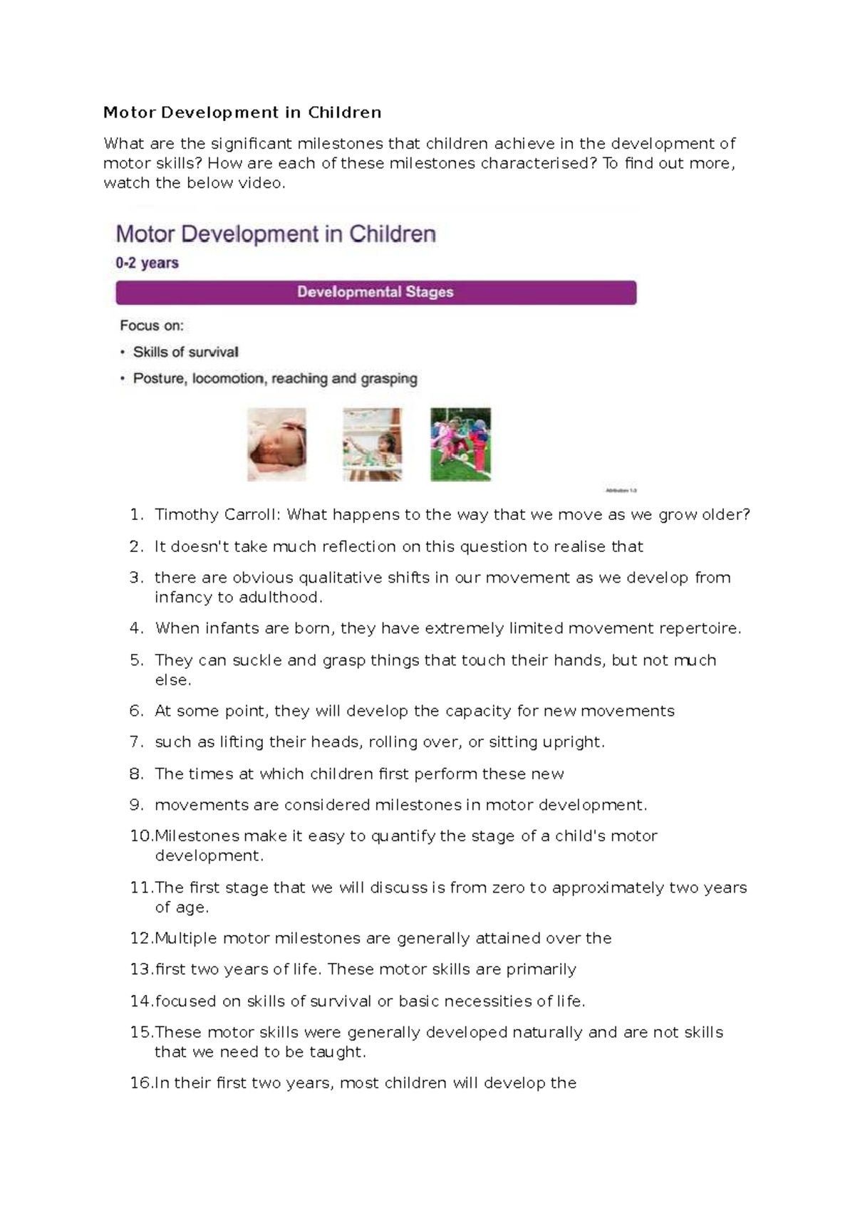 Motor Development Milestones in Children: Understanding Growth Stages ...