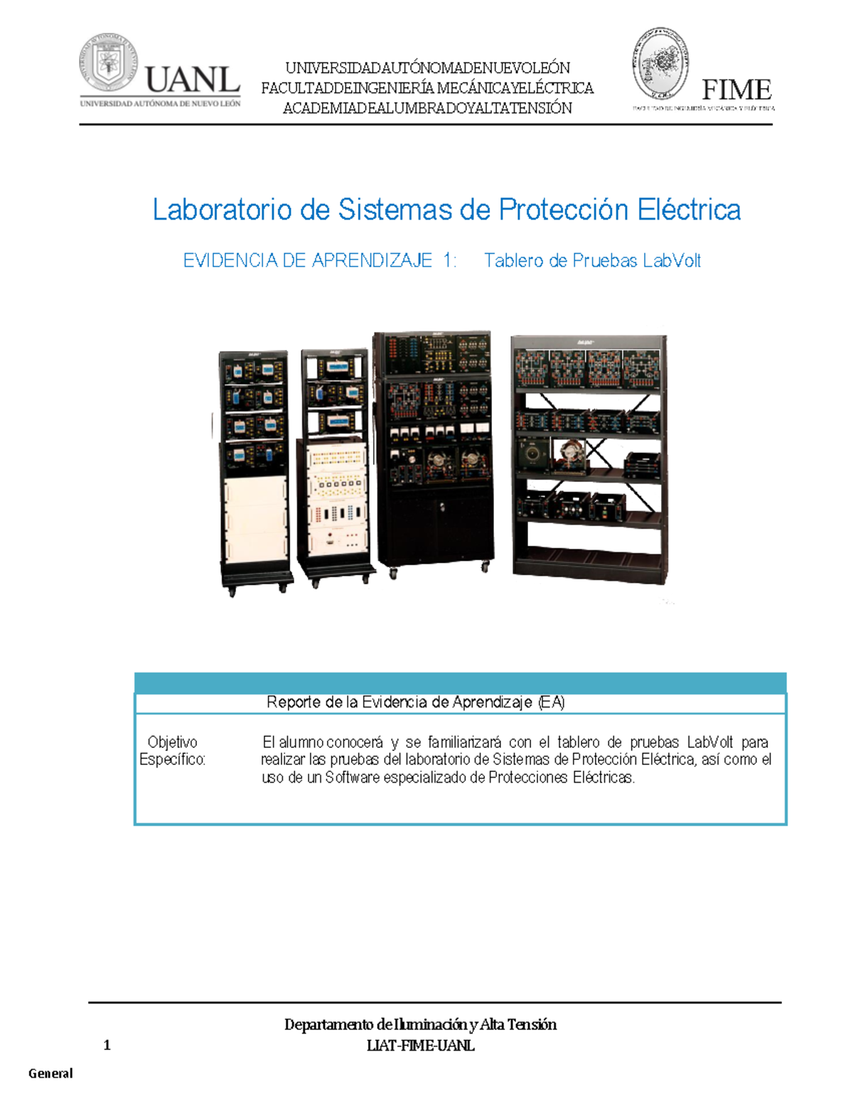 EA 1. - Tablero Lab Volt - PRACTICA 1 LAB PROTECCIONES ELECTRICAS ...