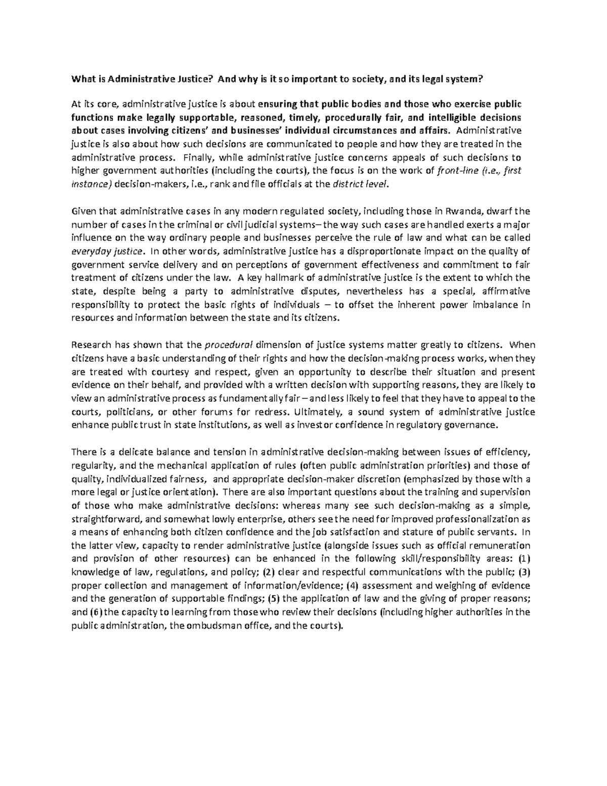 Understanding Administrative Justice: Significance and Impact - Studocu