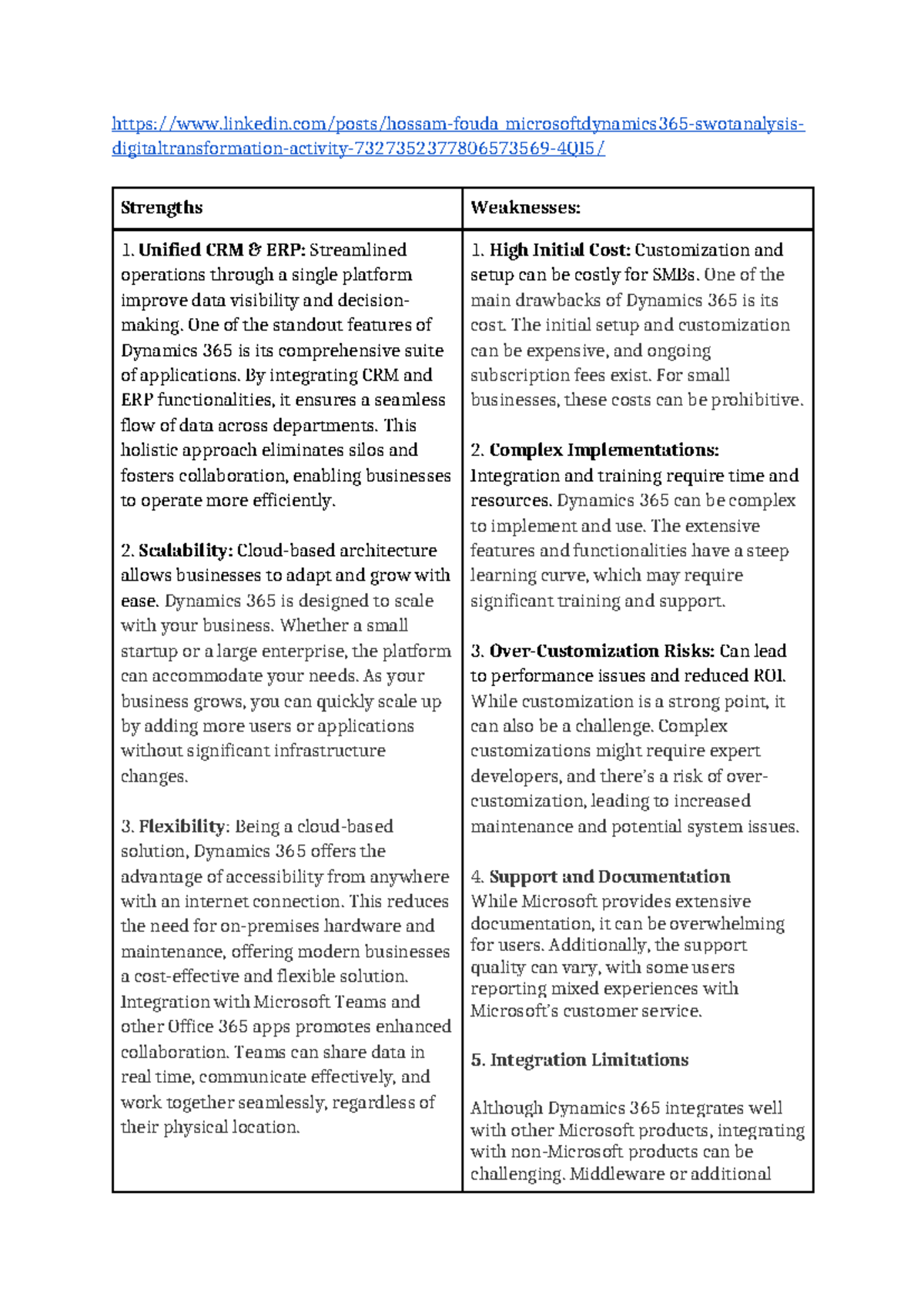 SWOT Analysis of Dynamics 365: Strengths, Weaknesses, Opportunities ...