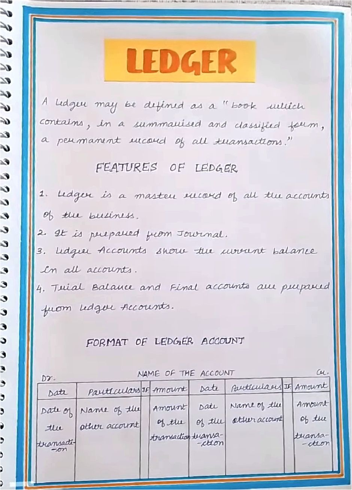 Ledger Account - Project Work Overview and Features - Studocu