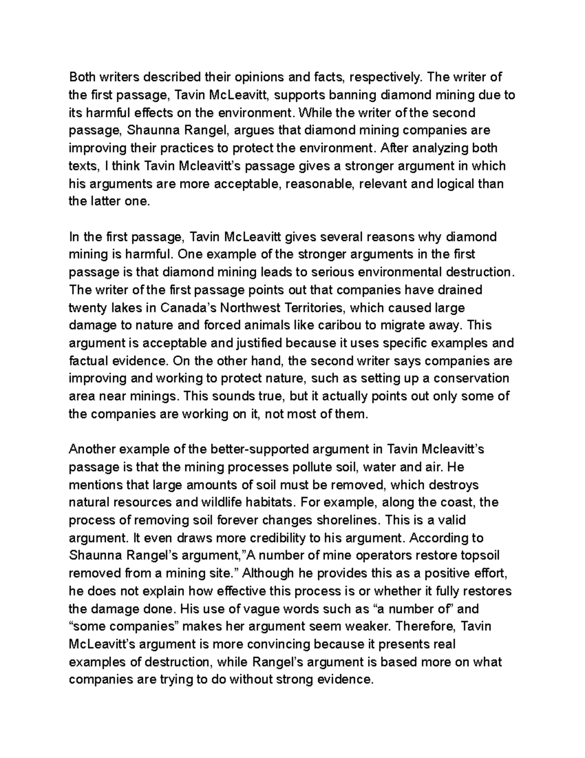 Diamond Mining - GED RLA Extended Response Analysis - Studocu