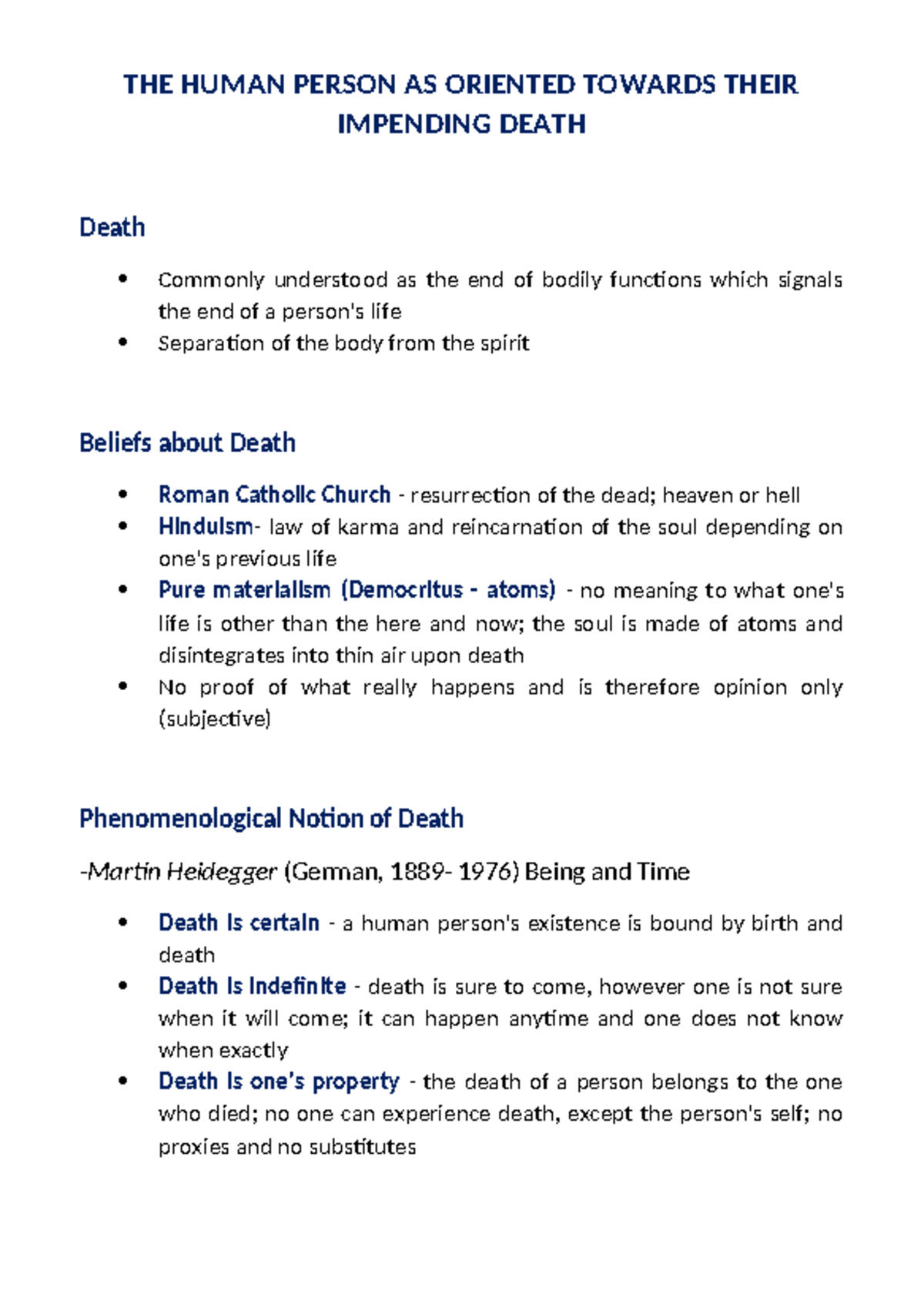 THE Human Person AS Oriented Towards Their Impending Death - THE HUMAN ...